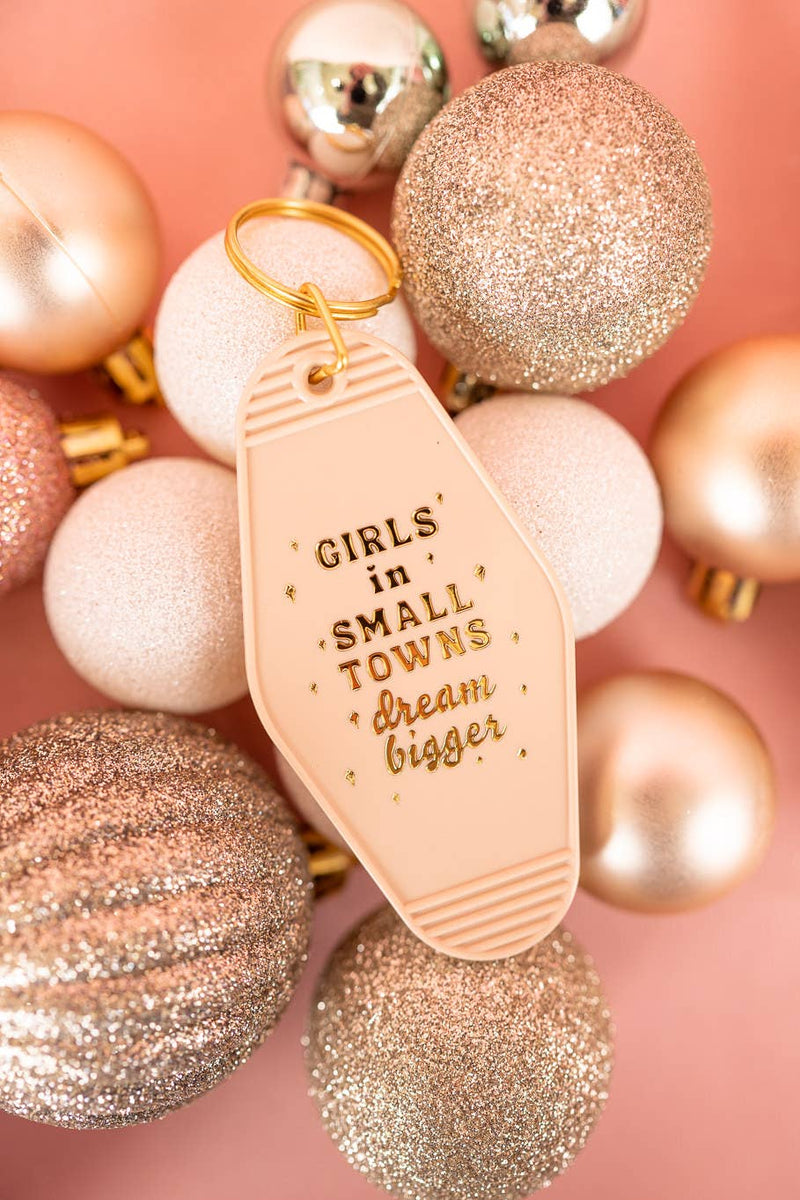 Girls in Small Towns Dream Bigger Keychain - Beige – Gypsy Quarter